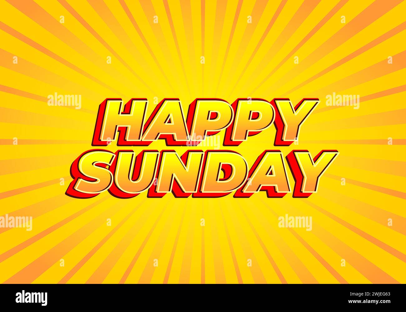 Happy sunday. Text effect design in 3D effect with eye catching color ...