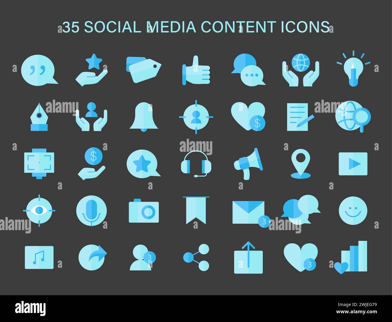 Social Media Content Icons Set Array Of Digital Engagement And Network