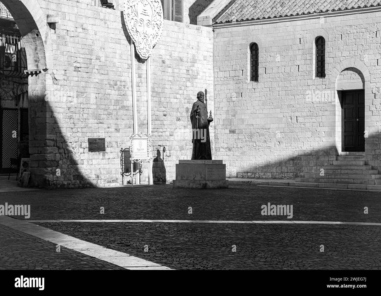 Russian Orthodox statue of Saint Nicholas in front of the basilica in ...