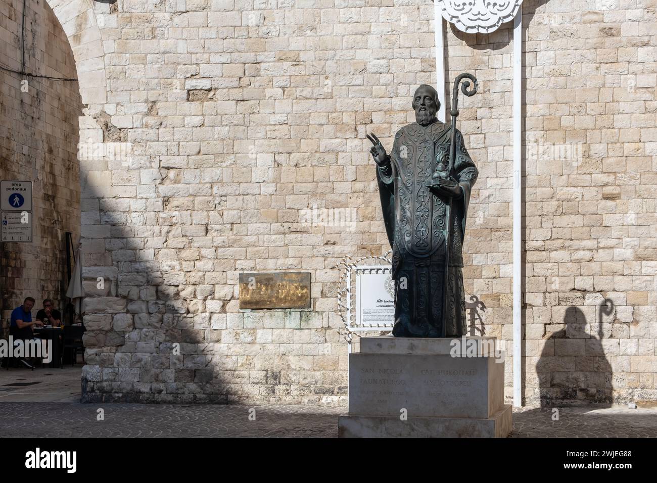 Russian Orthodox statue of Saint Nicholas in front of the basilica in ...