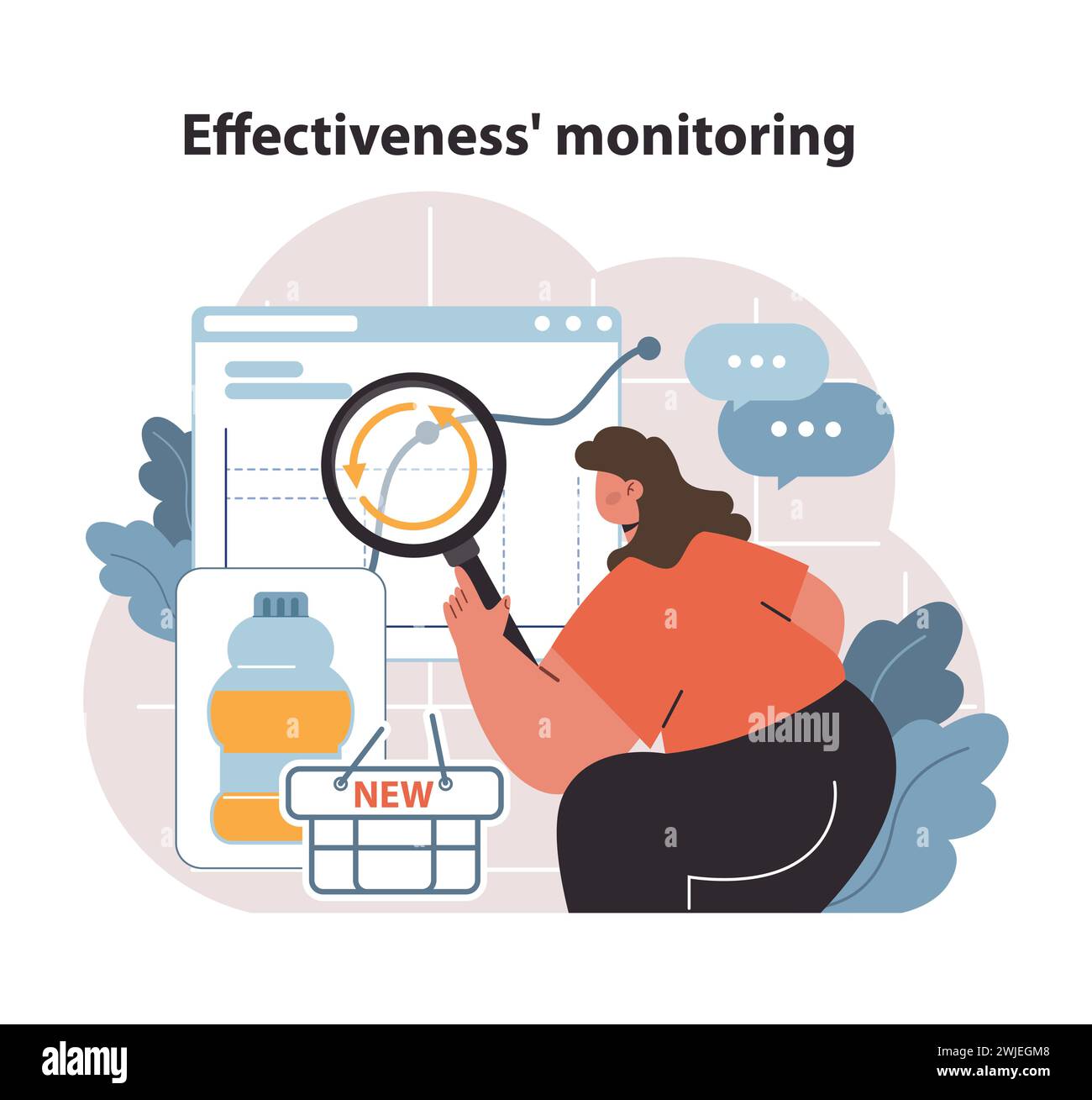 A focused marketer scrutinizes analytics on a computer dashboard ...
