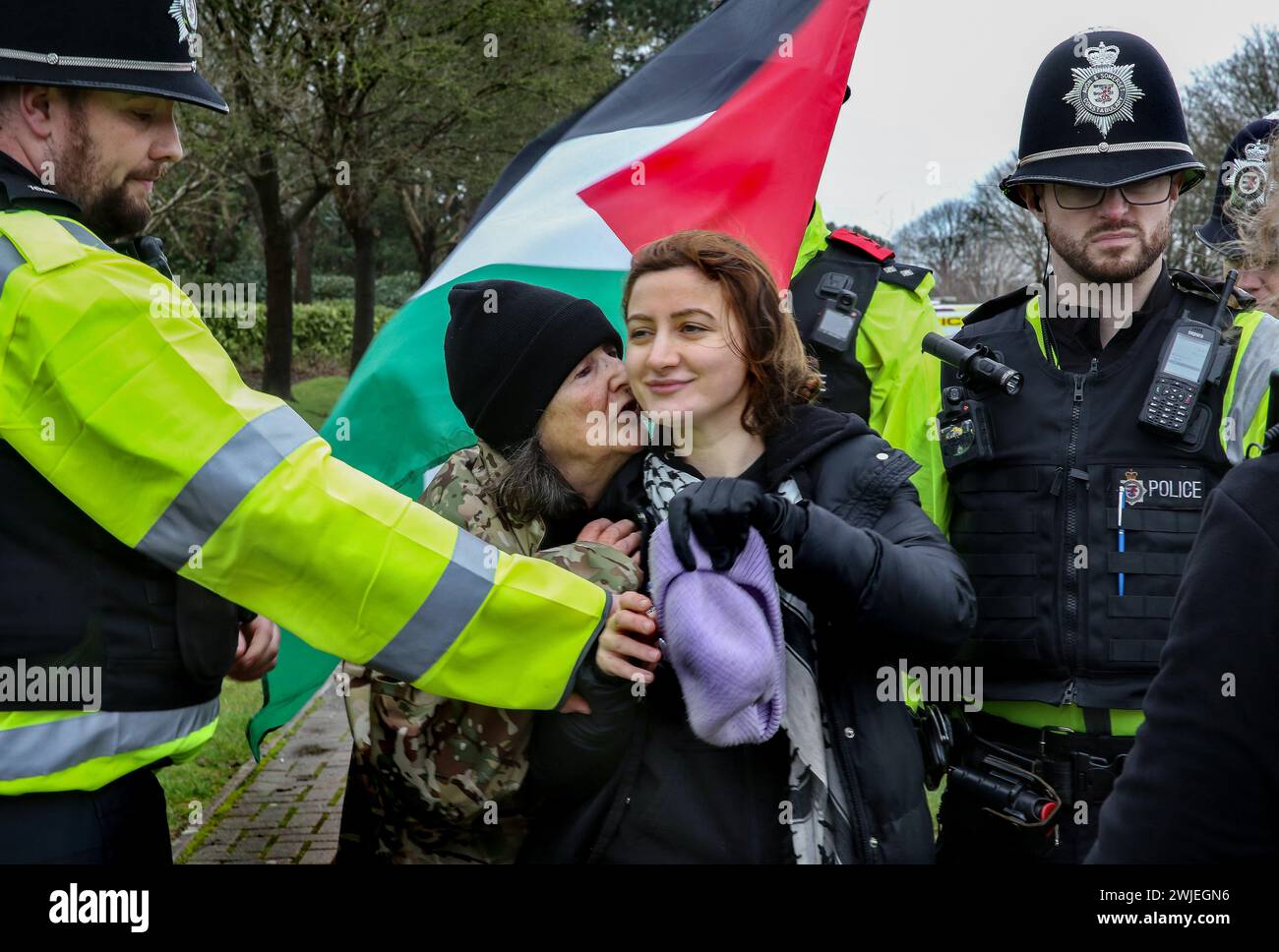 After six hours in a three-way-lock-on a protester is arrested outside ...