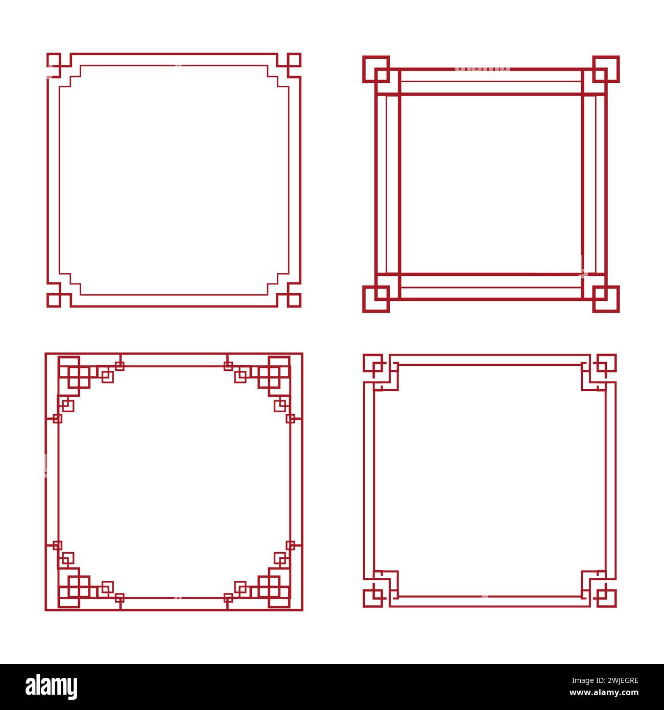 Chinese traditional frames set, line border with knot corners ornament ...