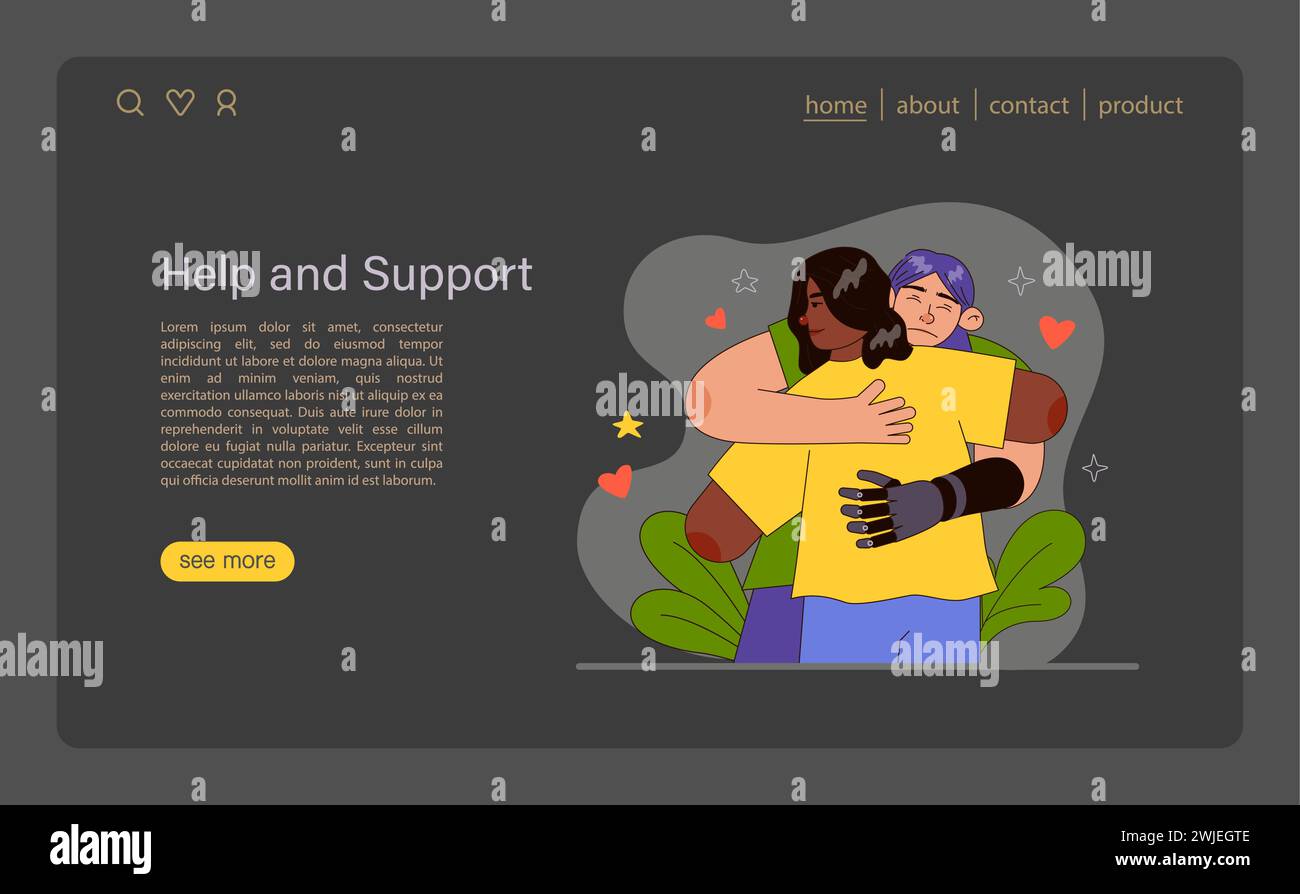 Help and Support concept. Compassionate embrace portraying emotional ...