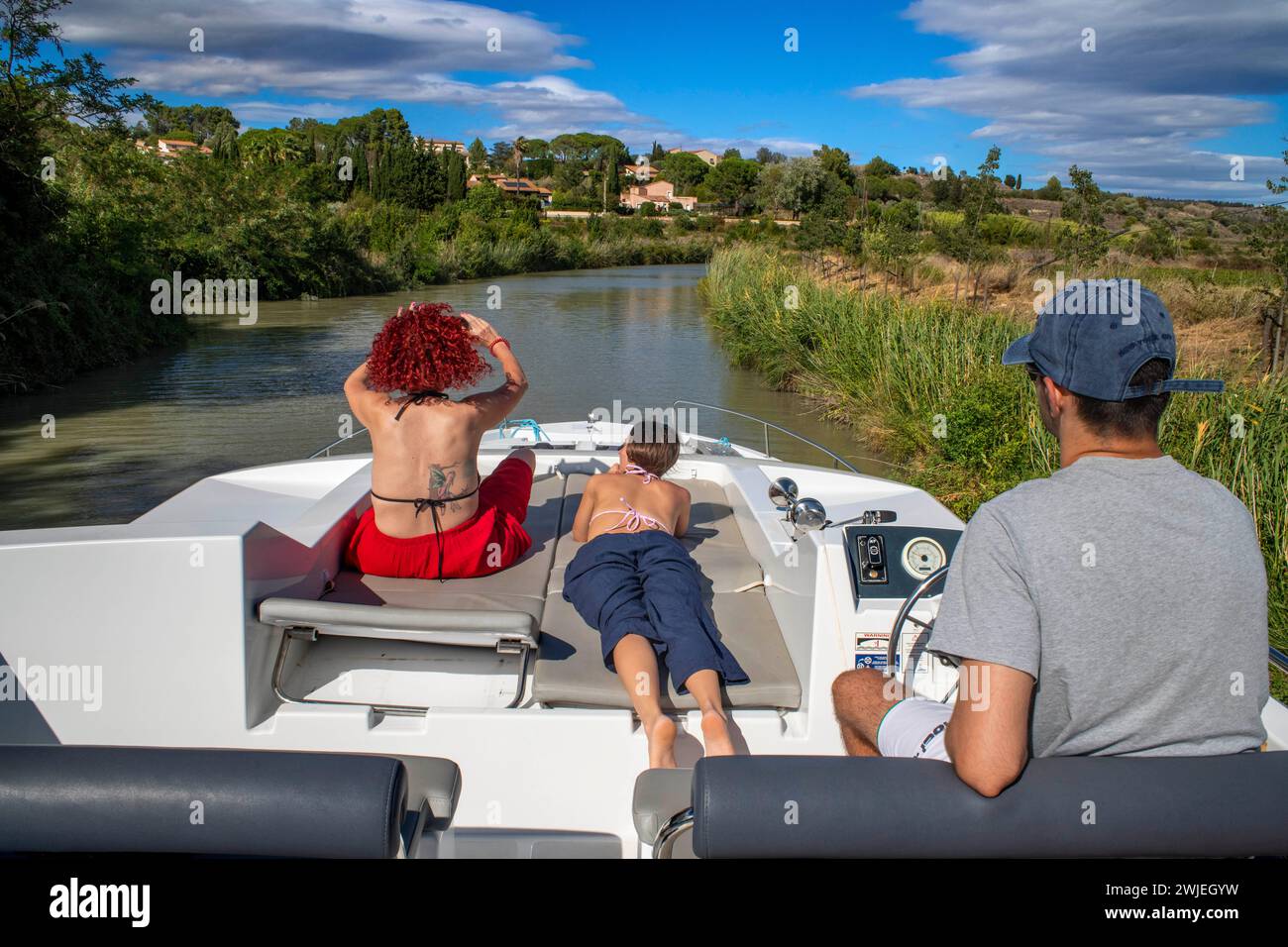 Canal du Midi at Le Somail Aude South of France southern waterway ...