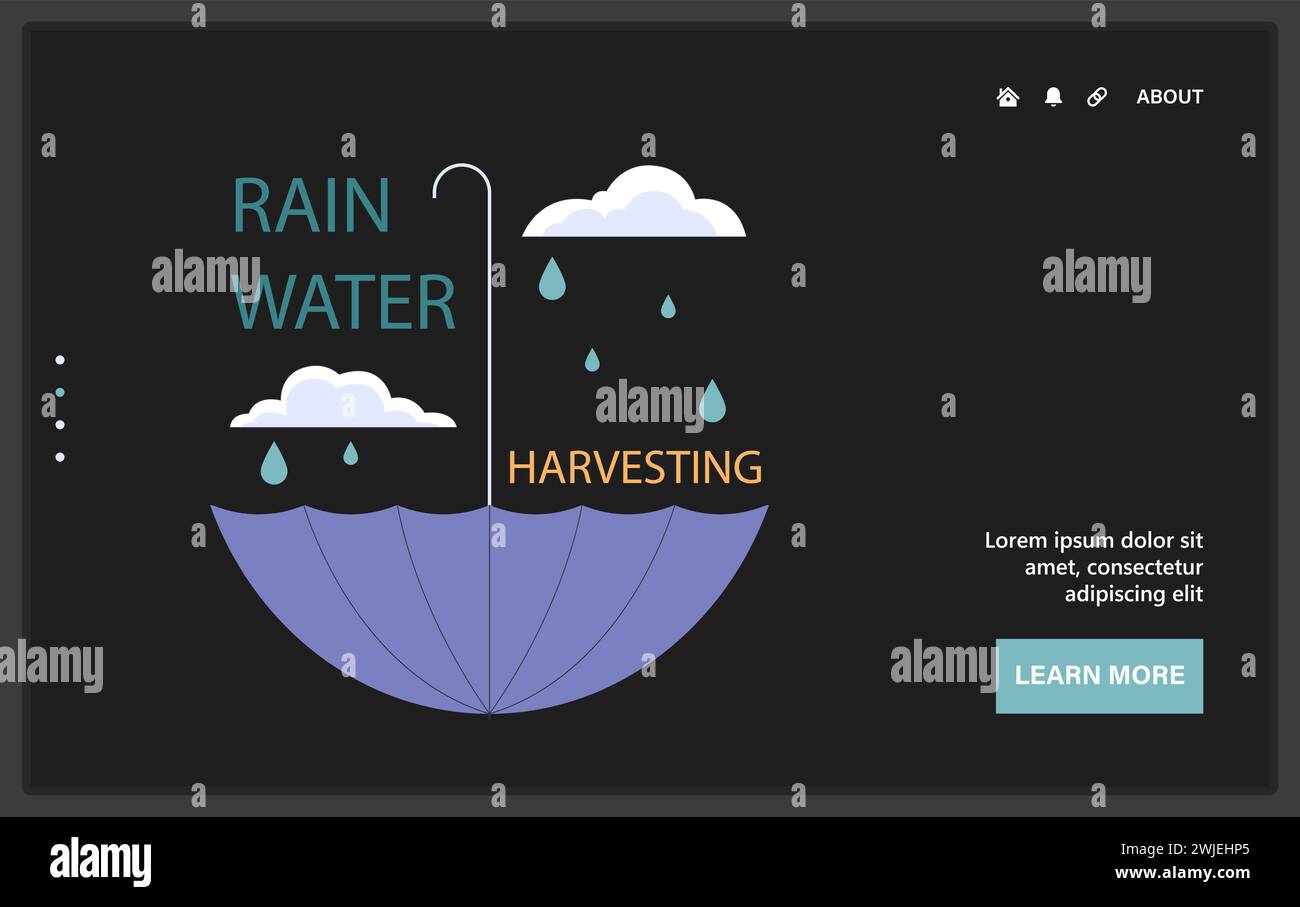 Rainwater harvesting web or landing. Sustainable practice of urban ...