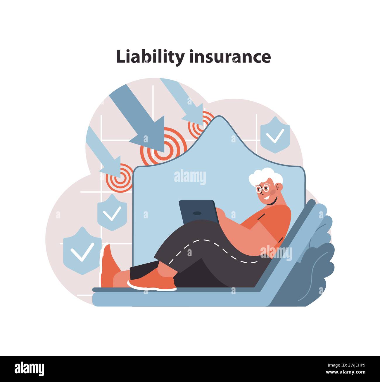 Liability insurance concept. Individual managing risk with a strong ...