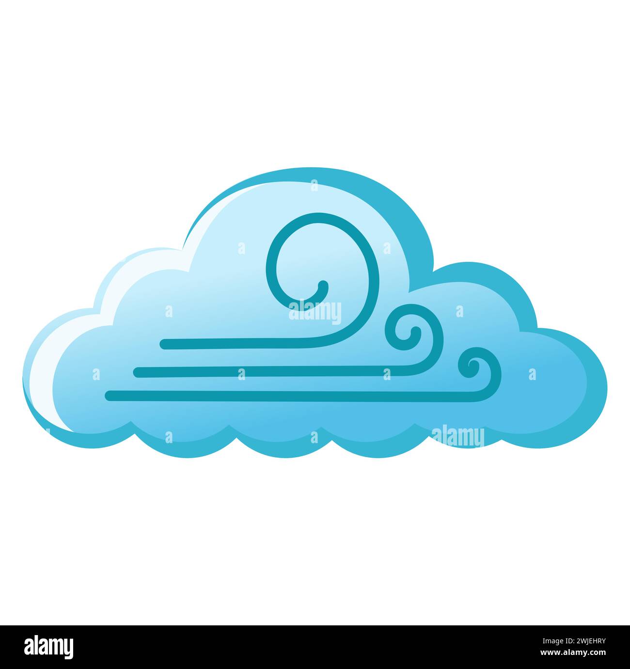 Cute vector isolated weather app icon with blue windy cloud. Interface ...
