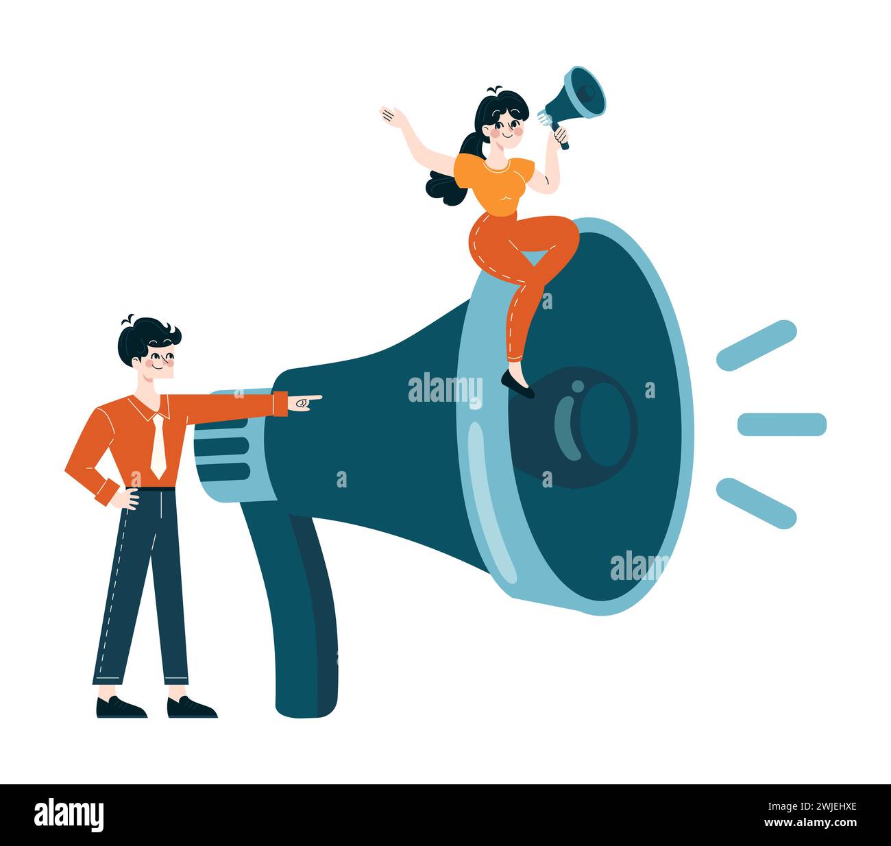 Business People concept. Dynamic marketing team amplifies message ...