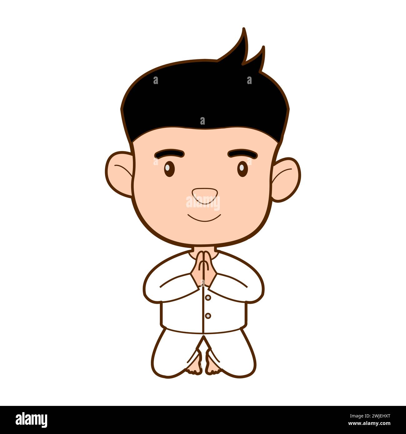 Buddhist woman pay respect with Thai style with sitting pose,vector ...