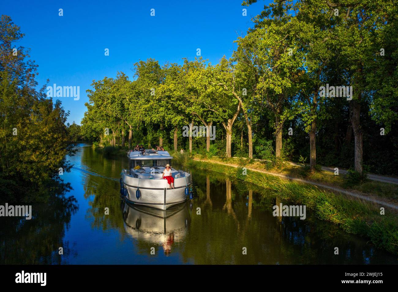 Aerial view of a nice landscape in the Canal du Midi near L'écluse de ...