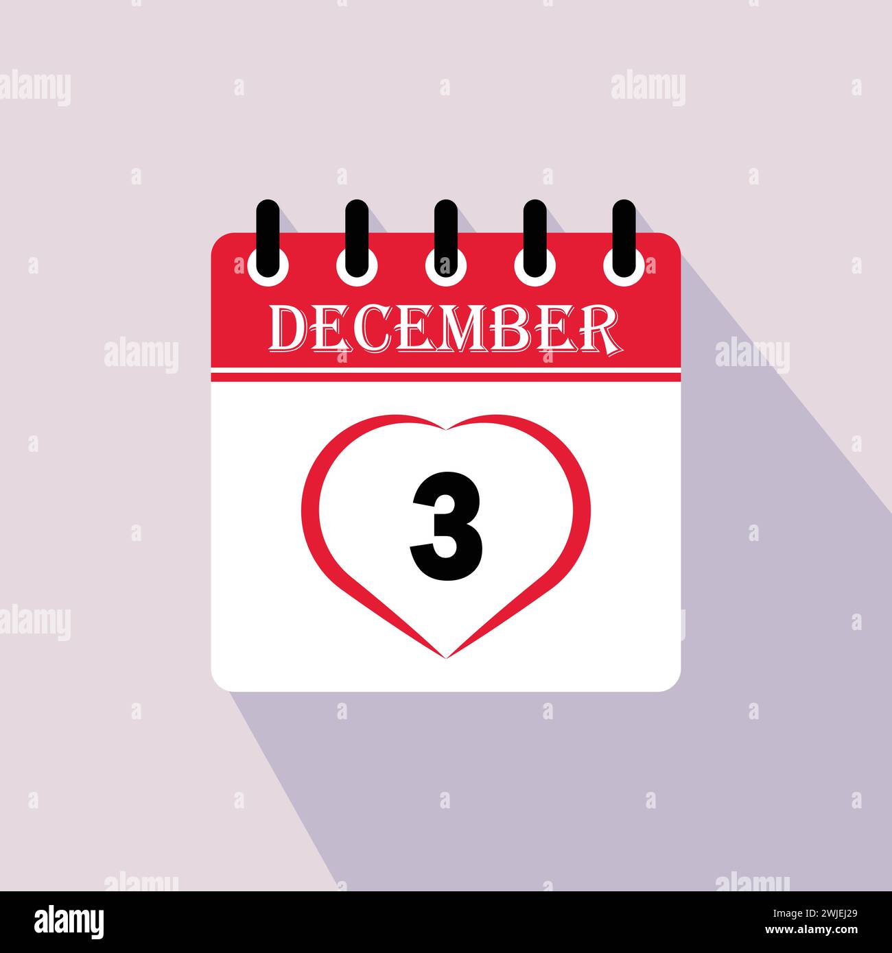 Icon calendar day - 3 December. Days of the month, vector illustration ...