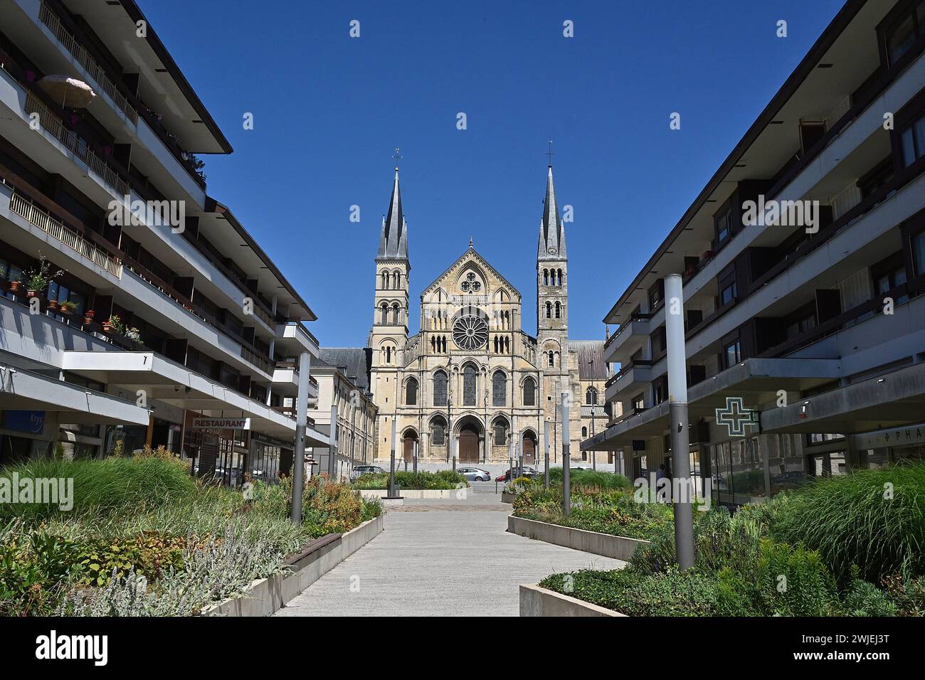 Reims (north-eastern France): square “esplanade Flechambault” and ...