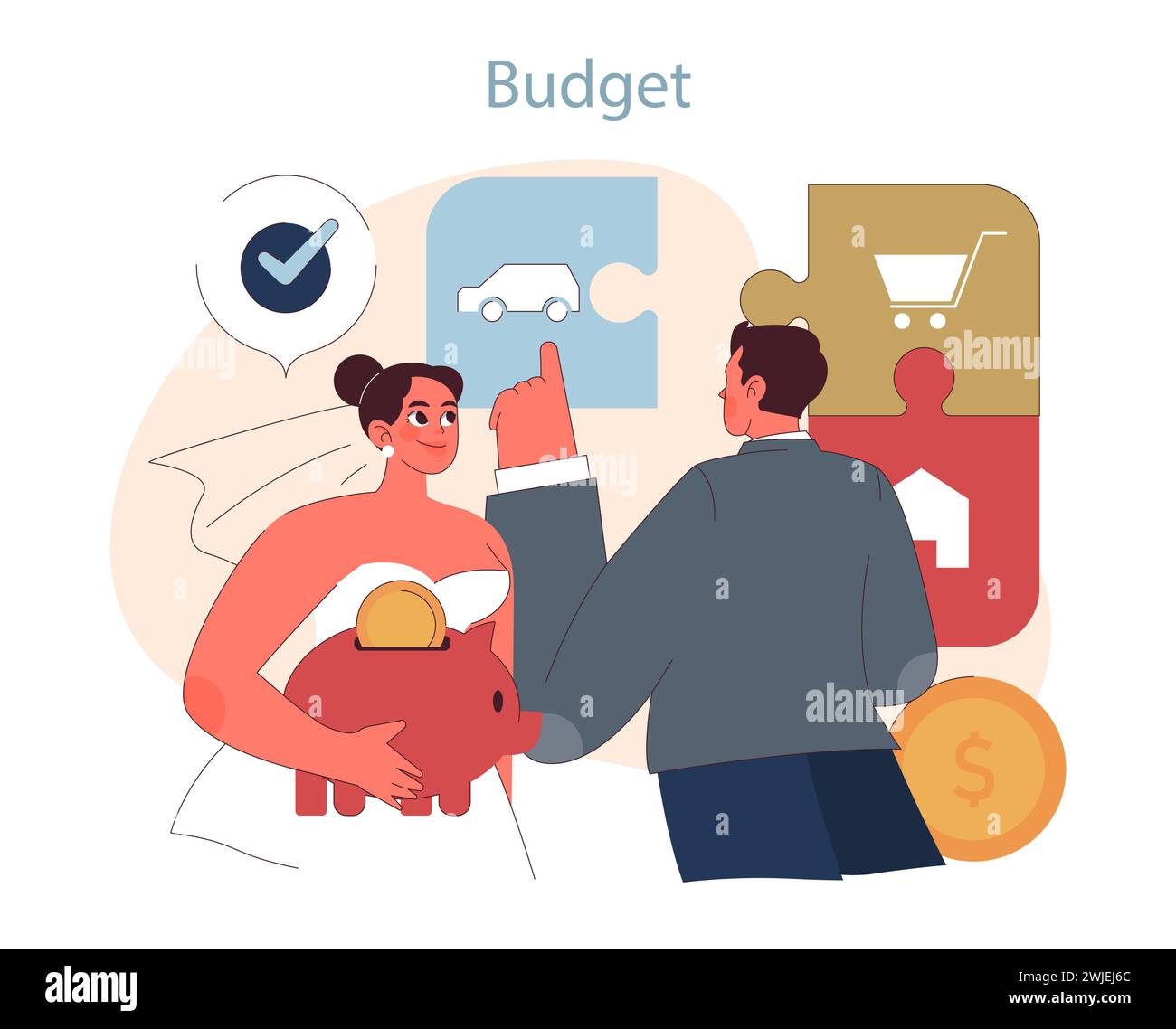 Budget concept. A couple collaborates on their financial plans ...