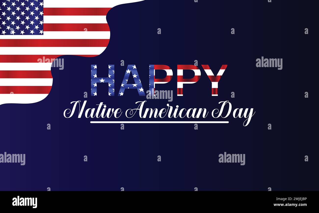 Happy Native American Day beautiful text illustration design Stock ...