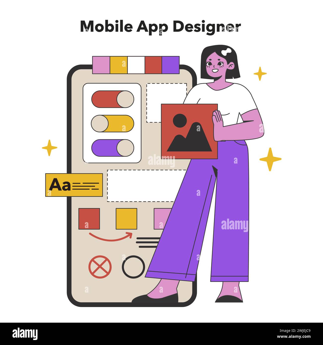 Mobile App Designer in Creative Process. A tech-savvy artist designs an ... Mobile App Designer in Creative Process. A tech-savvy artist designs an ...