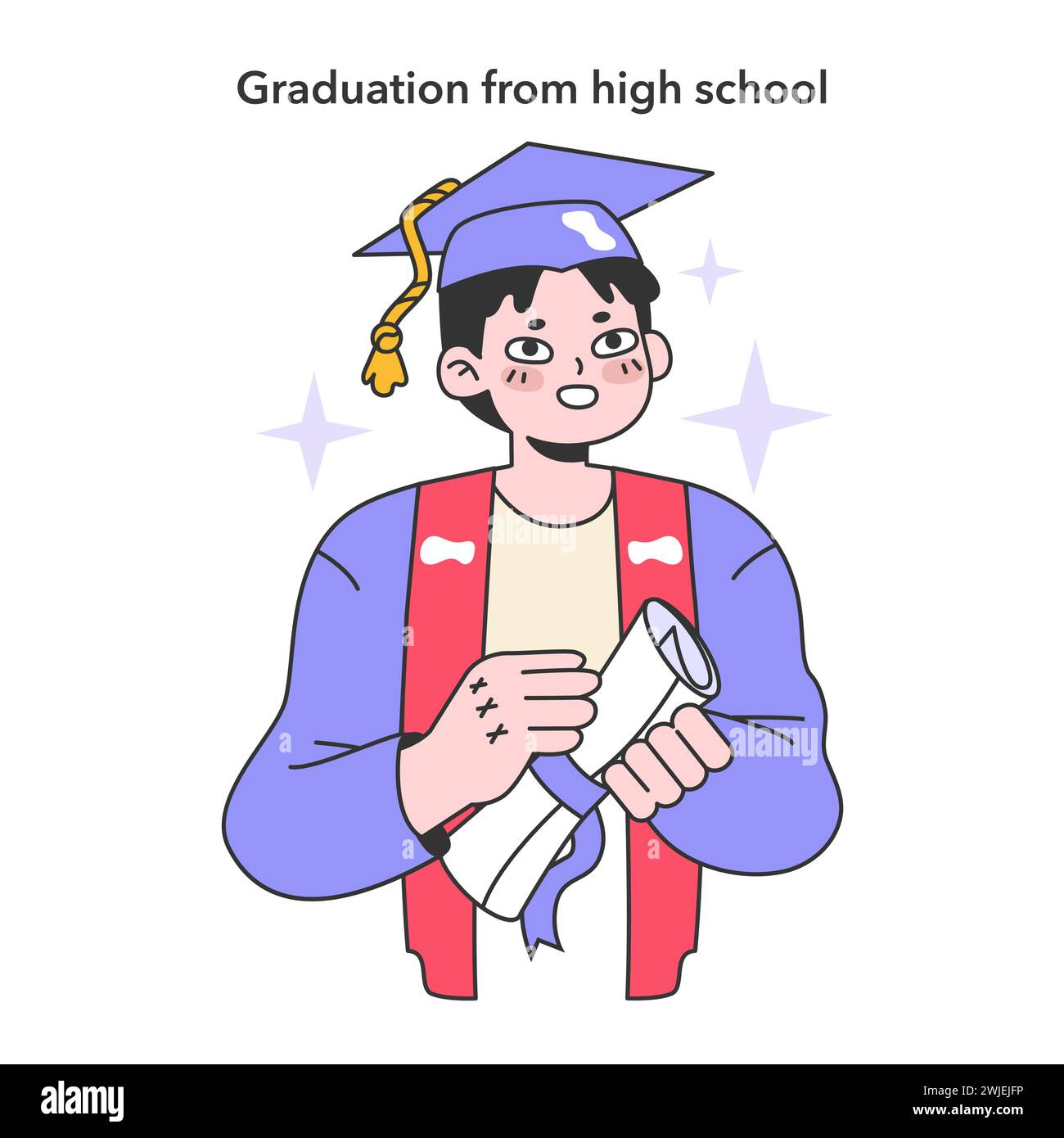 High school graduation. Celebration and diploma awarding ceremony ...