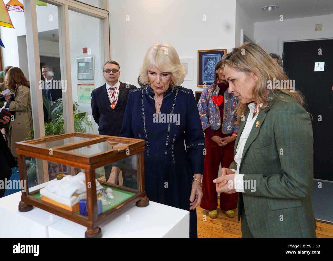 Queen Camilla talking to Cordelia Plunket, mother of Camilla's equerry ...