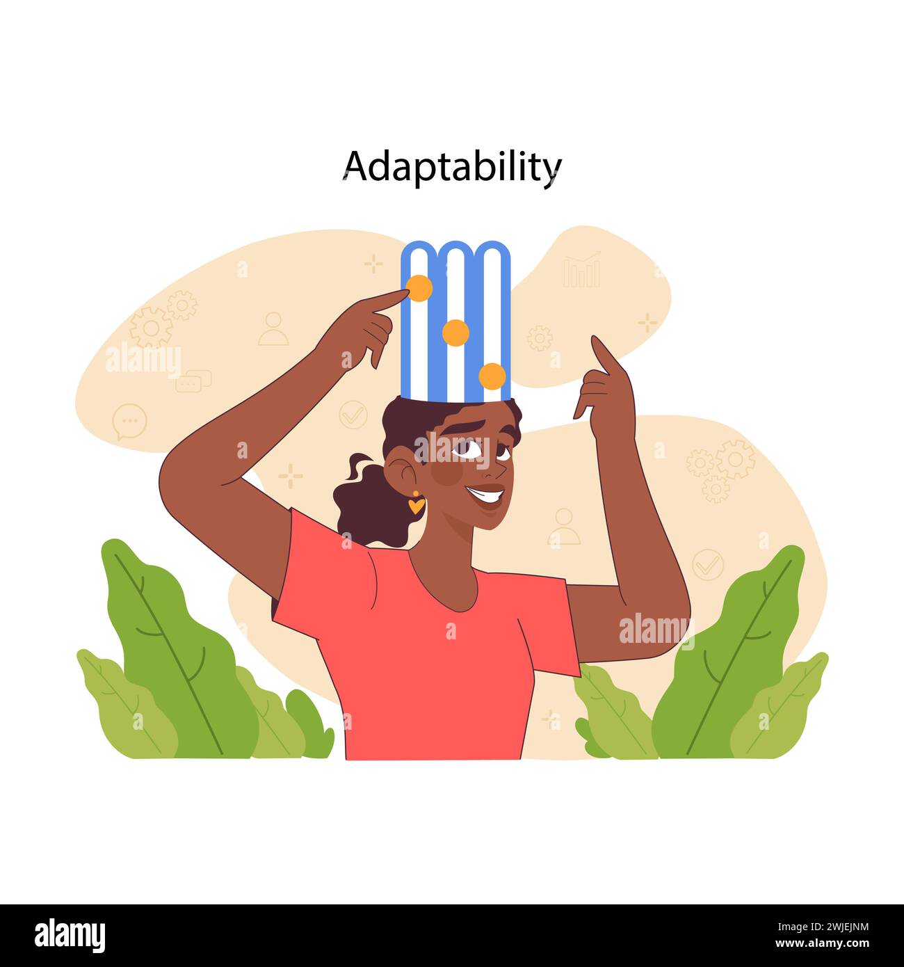 Adaptability concept. Cheerful person easily adjusting to change ... Adaptability concept. Cheerful person easily adjusting to change ...