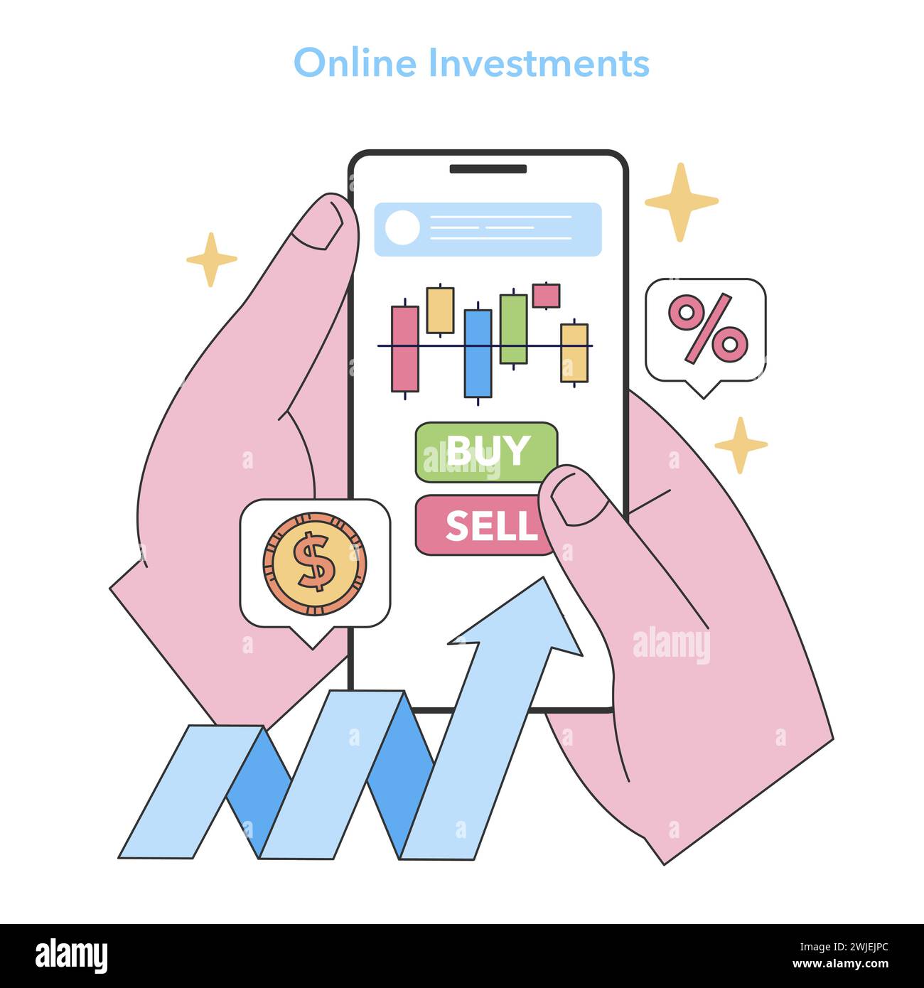 Online Investment concept. Illustrates the ease of buying and selling ...