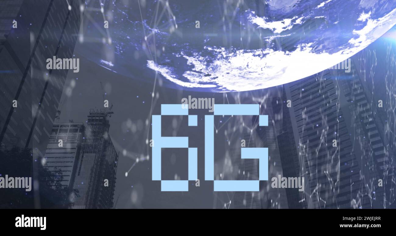 Image of 6g text, globe and computer data processing Stock Photo - Alamy