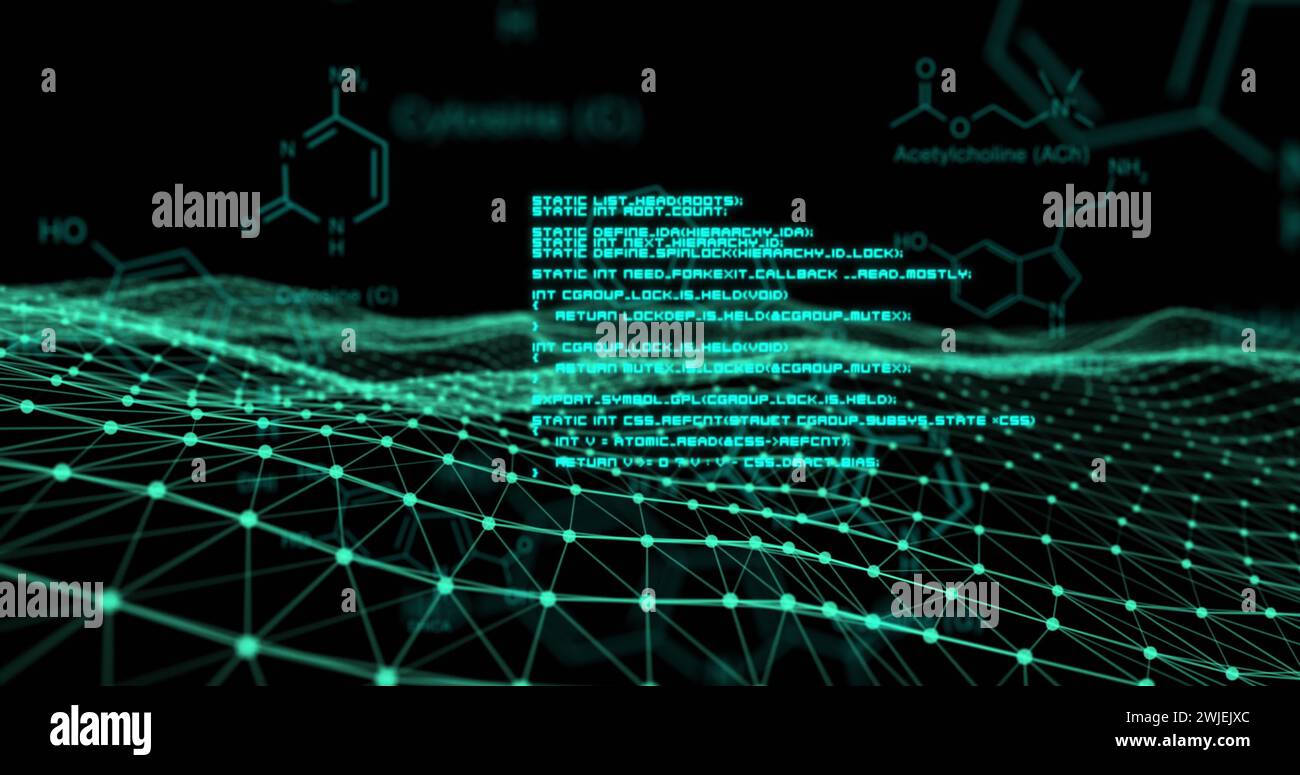 Image of digital interface with scientific data processing over network ...