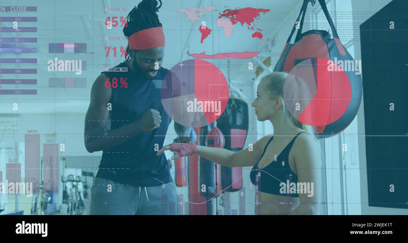 Digital interface showcases data and stats in a boxing gym scene Stock ... Digital interface showcases data and stats in a boxing gym scene Stock ...