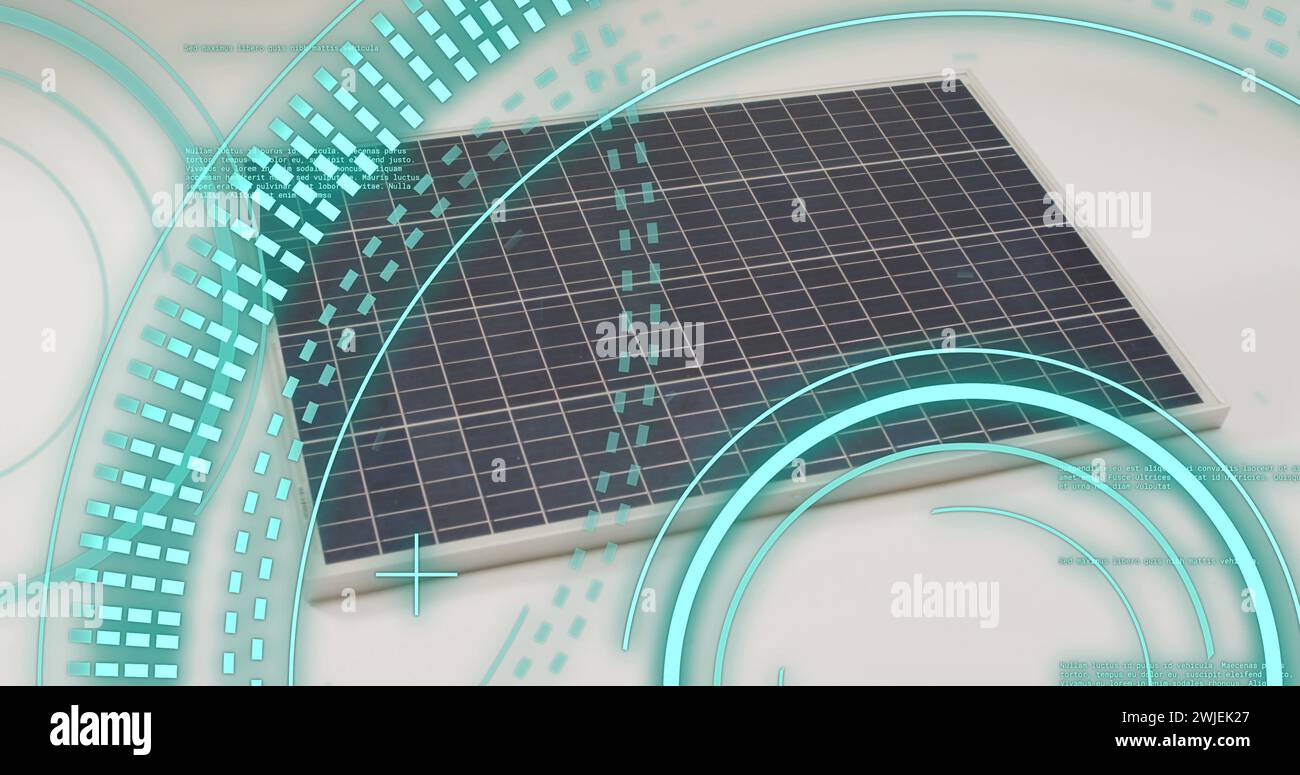 Image of scope scanning and data processing over solar panels Stock ...