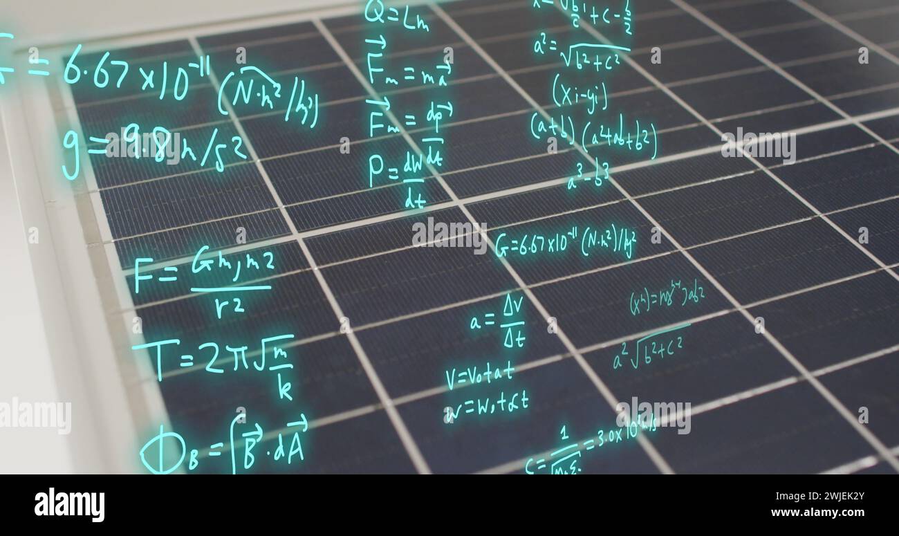 Image of mathematical equations over solar panels Stock Photo - Alamy