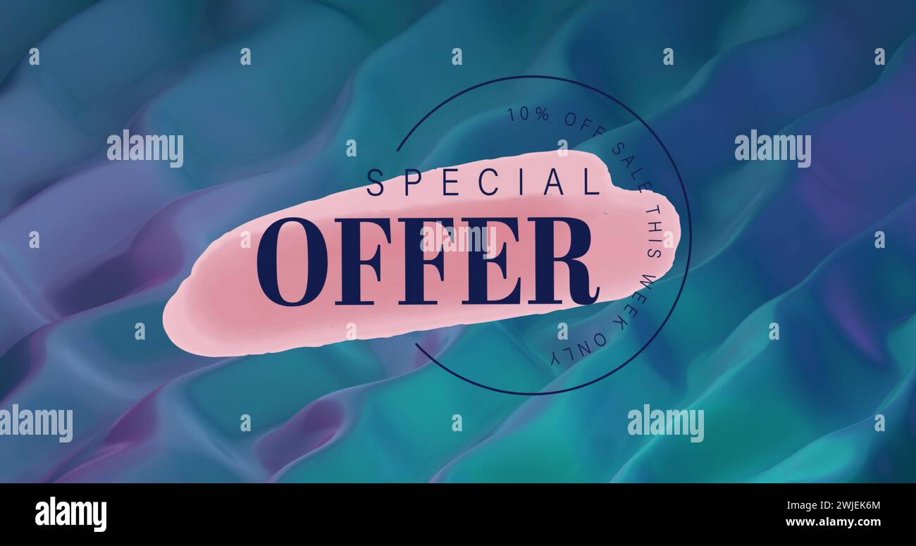 Image of special offer text on pink and blue liquid background Stock ...