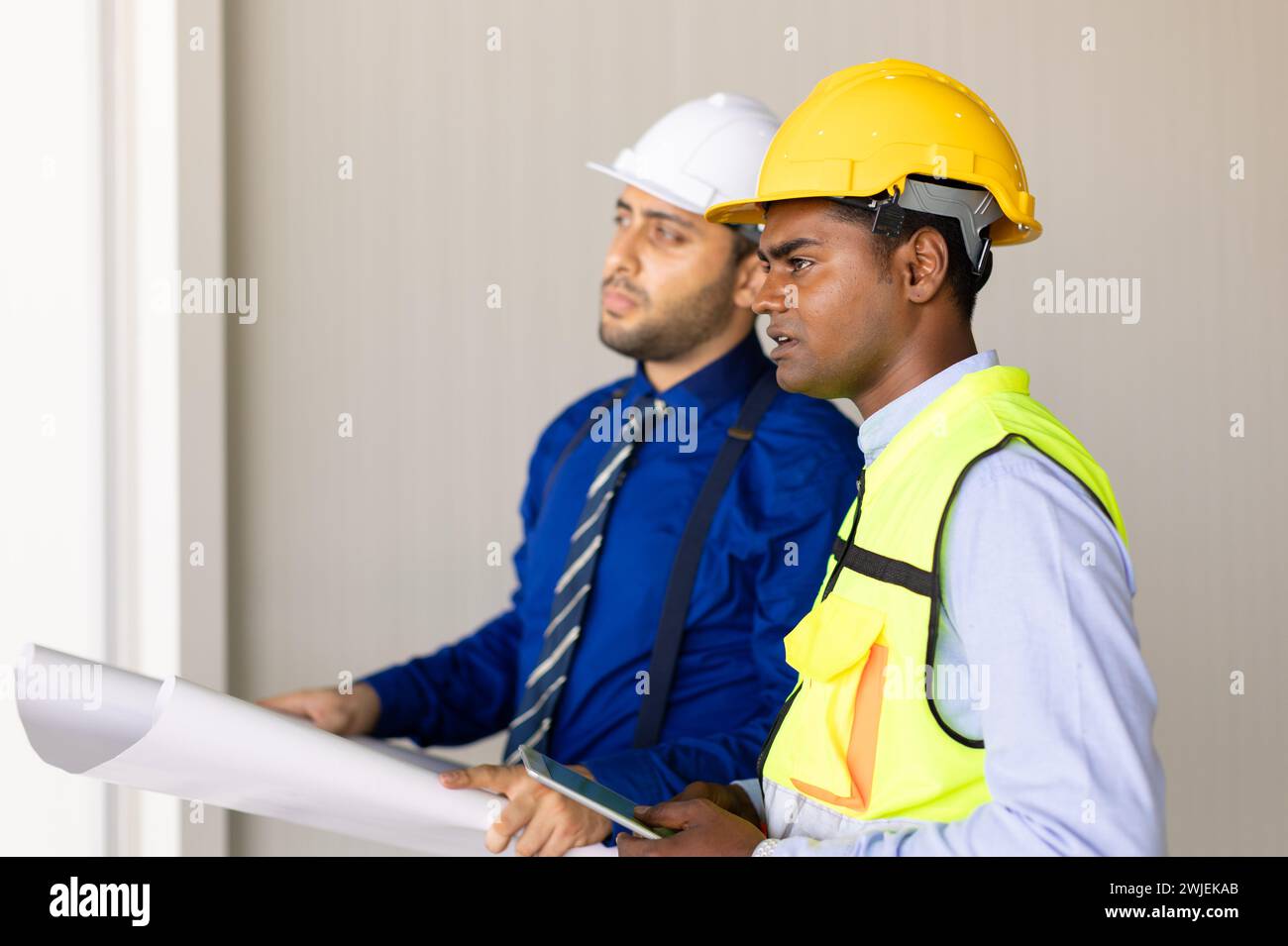 engineer builder team working with architect designer work inspect ...