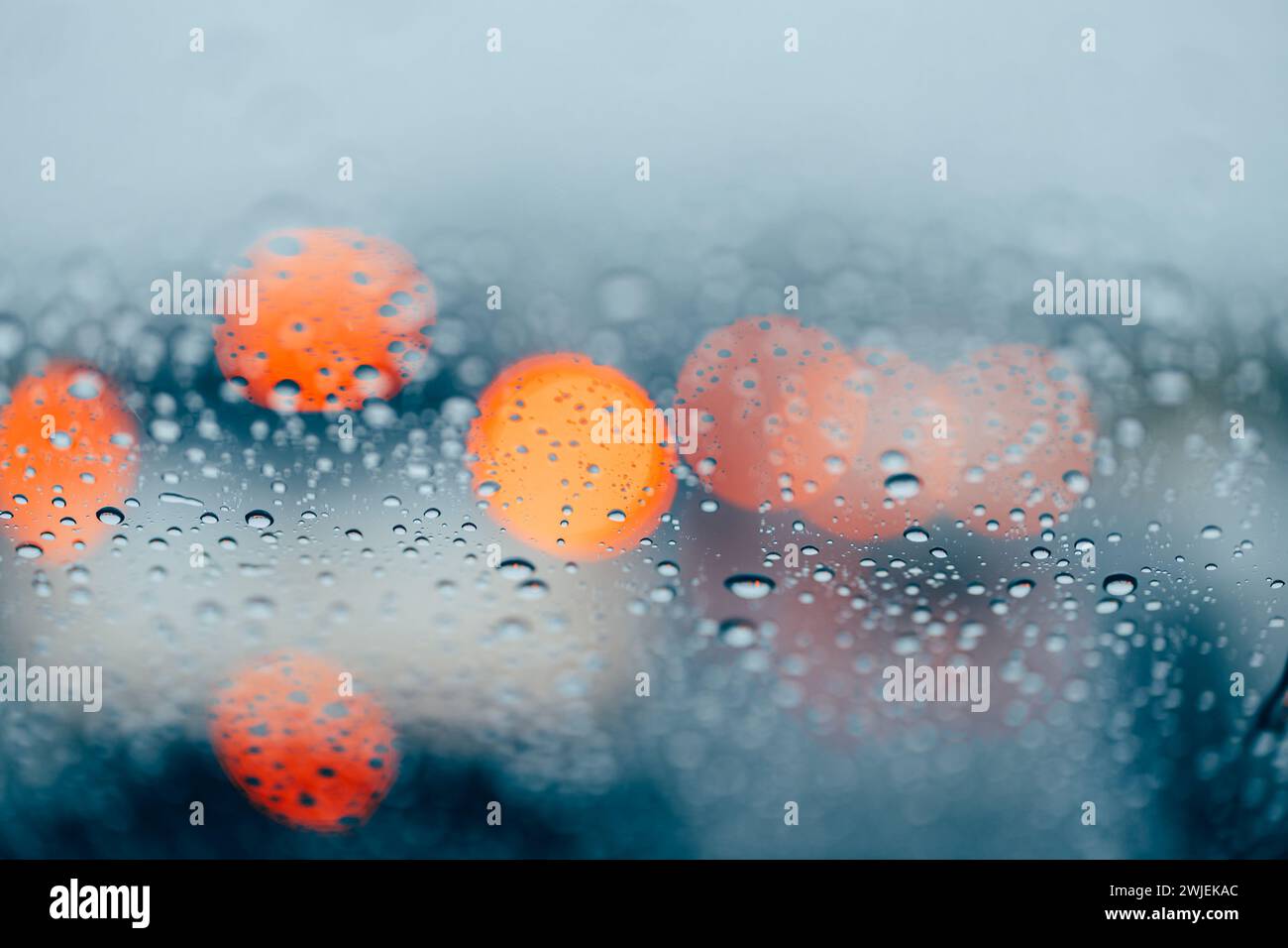 Raining day with traffic jams in evening road rainy season blur ...