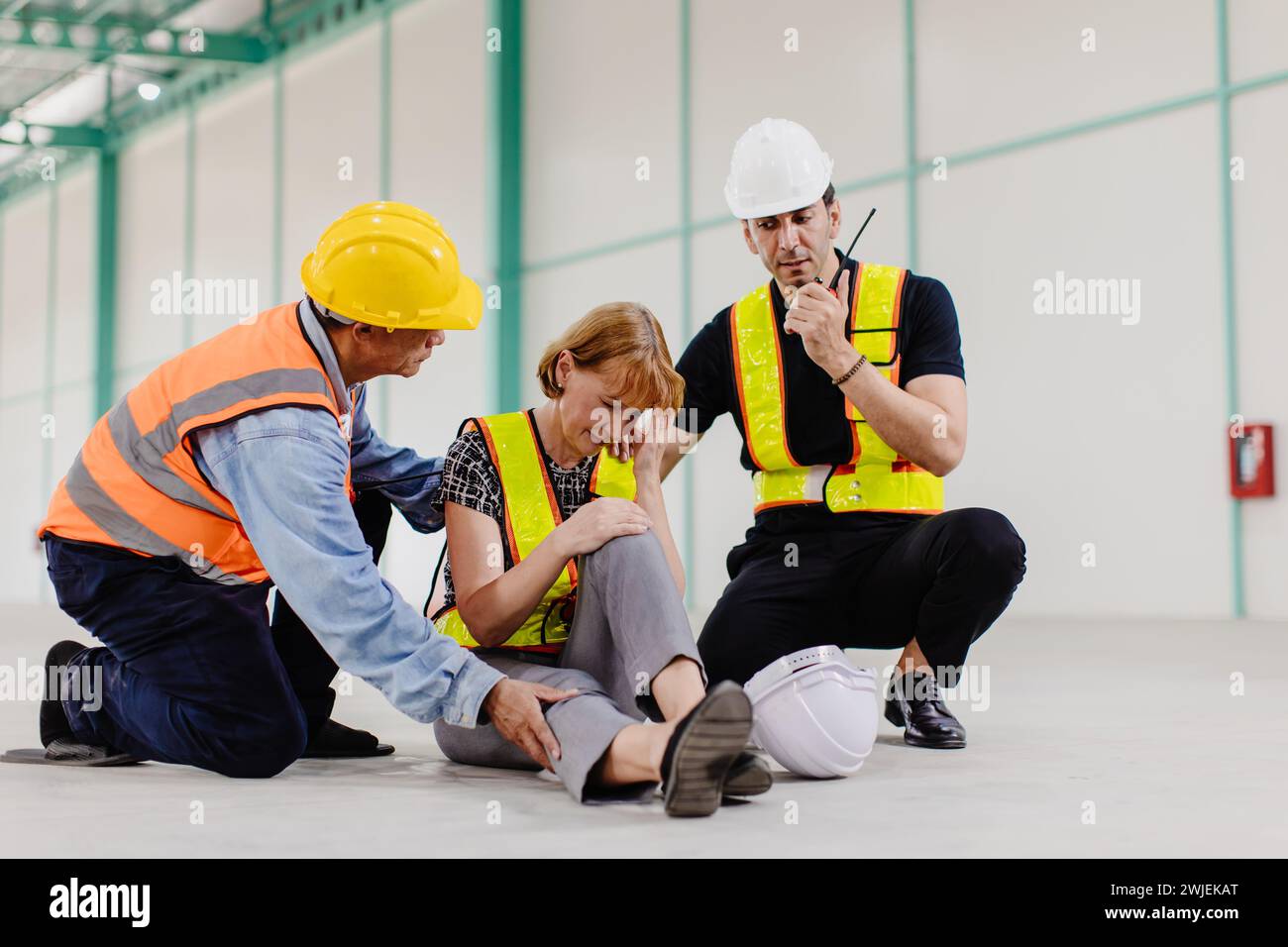 Senior adult engineer women faints sick health problem falling down ...