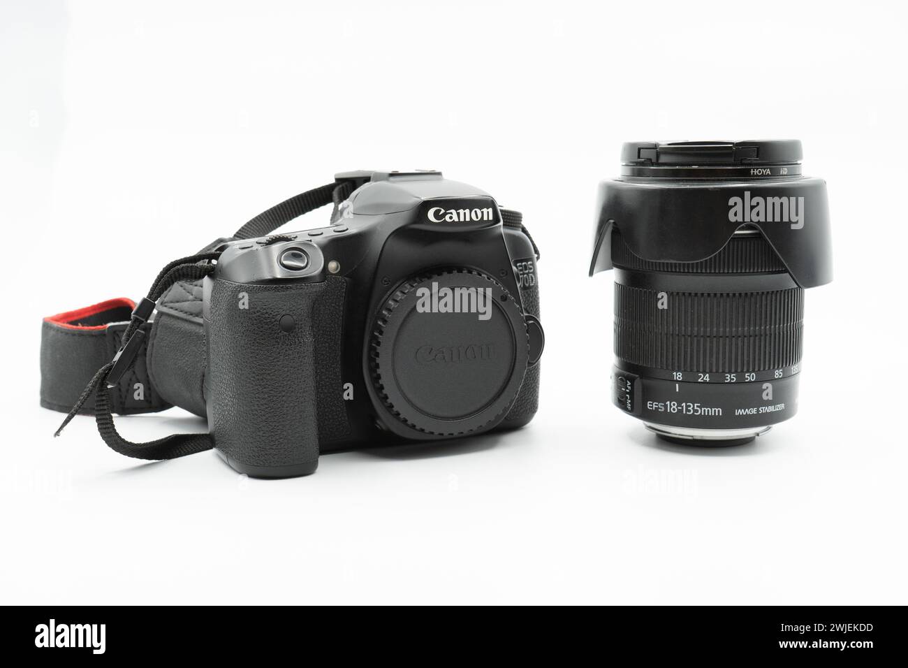 Valencia, Spain - August 8, 2021: Canon model 70D DSLR camera seen from ...