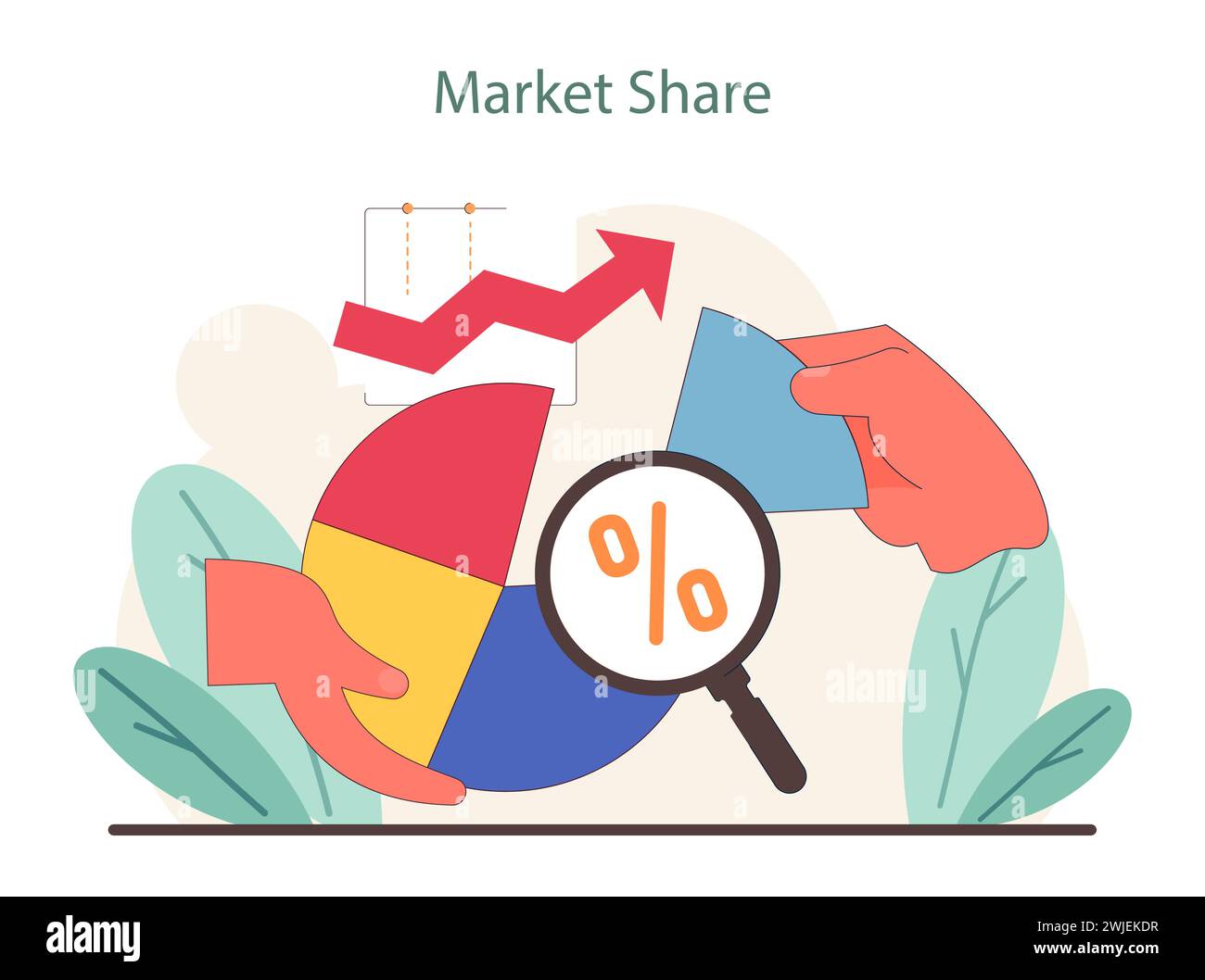 Market Share concept. Analysis of industry trends and percentage share with pie chart and growth ...