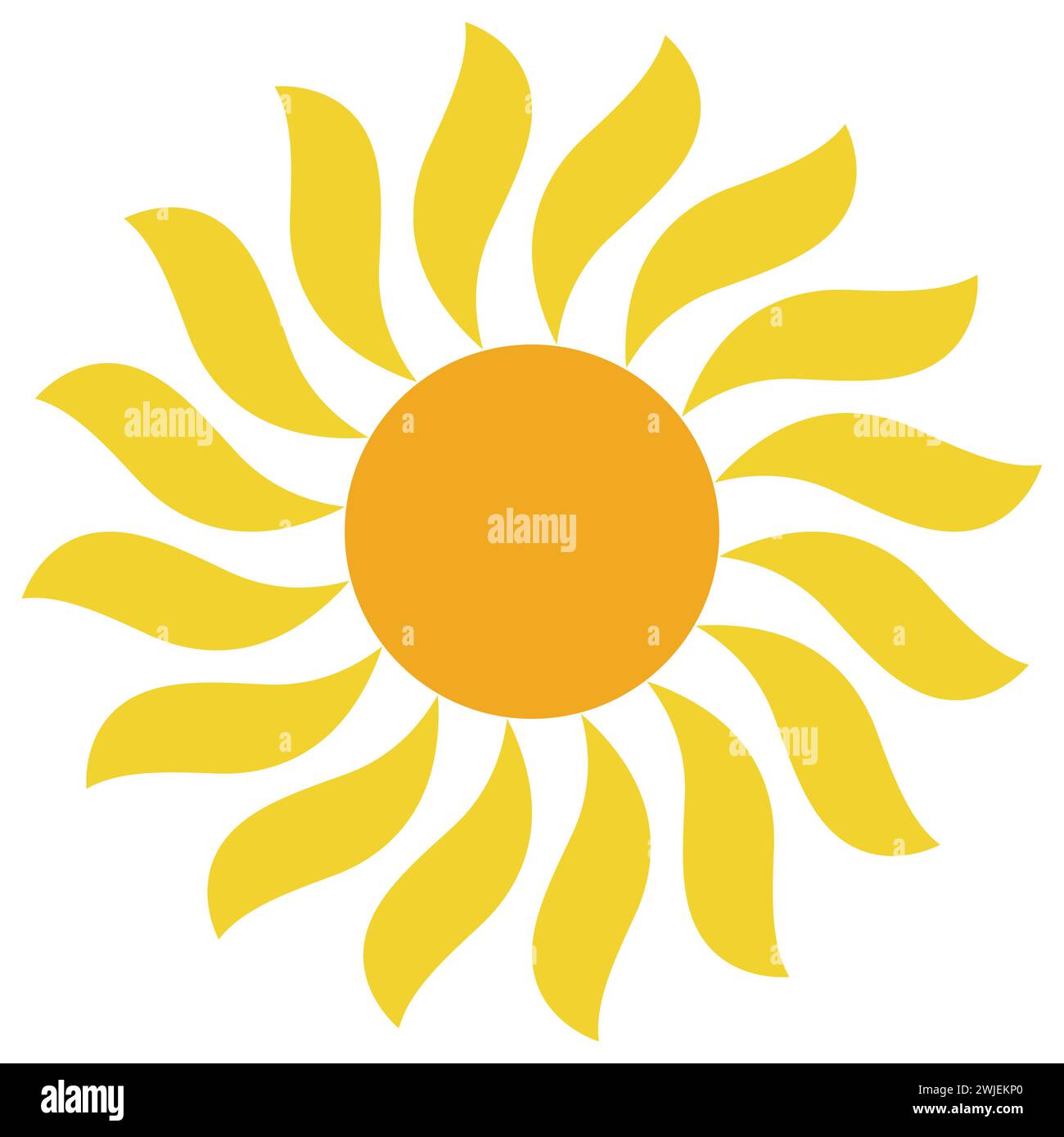 Sun logo icon with curly calligraphic rays, yellow sun carton Stock ...