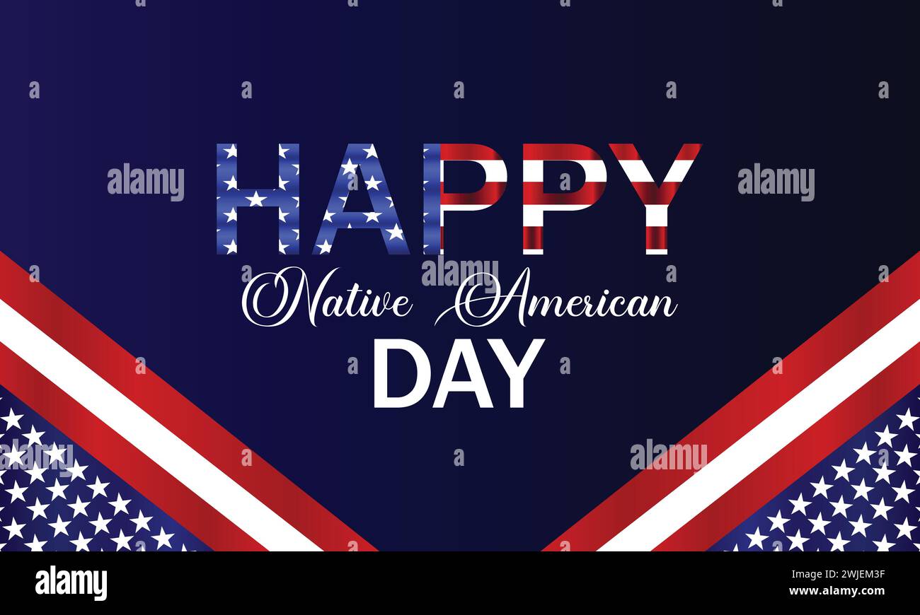 Happy Native American Day beautiful text illustration design Stock ...
