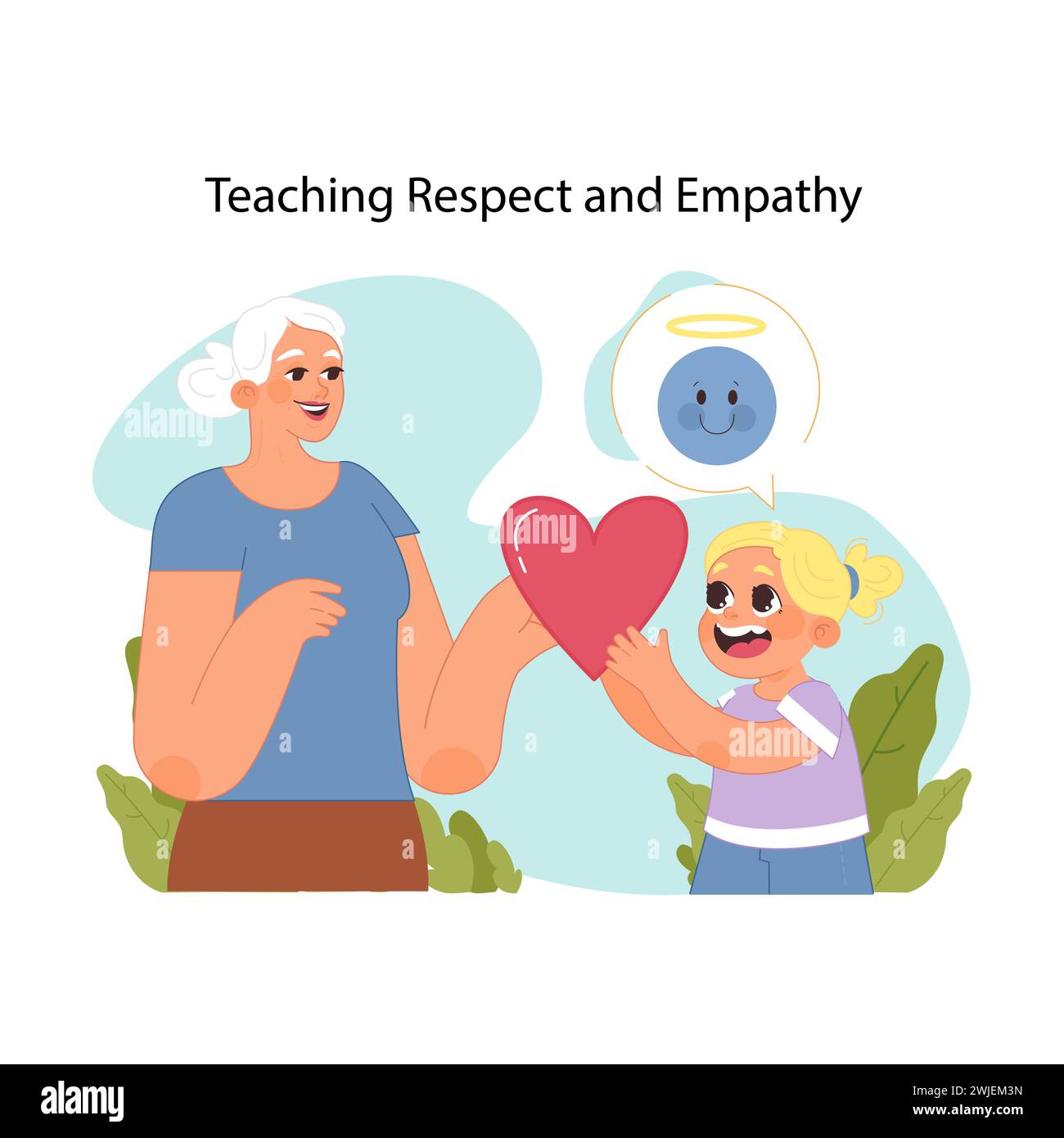 Empathy and respect concept. Little girl learning to cherish and ...