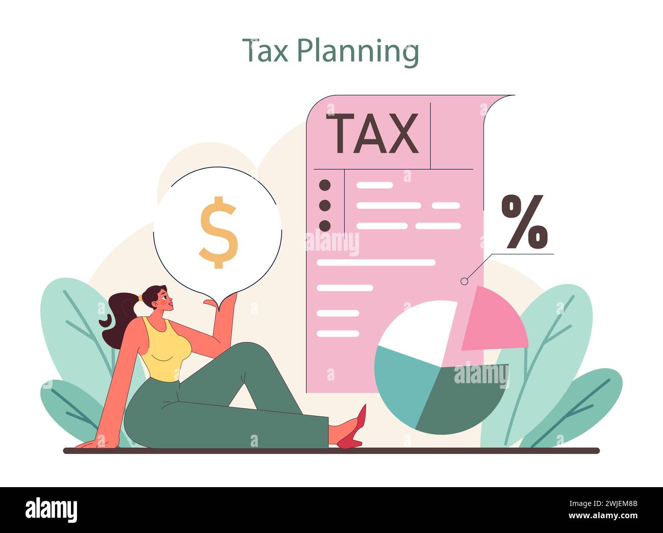 Tax Planning concept. Exploring strategies for efficient tax management and savings. A visual ...