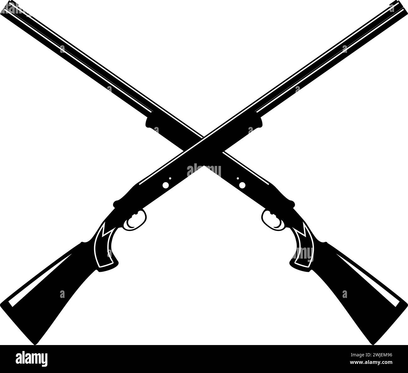 Crossed Hunting Rifles Isolated Icon in Flat Style Stock Vector Image ...