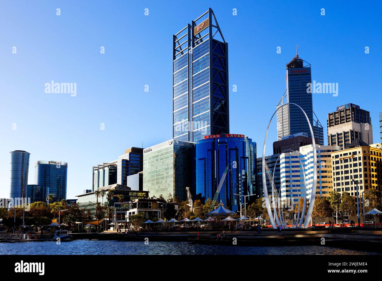 City skyline from Elizabeth Quay, Perth, Western Australia Stock Photo ...