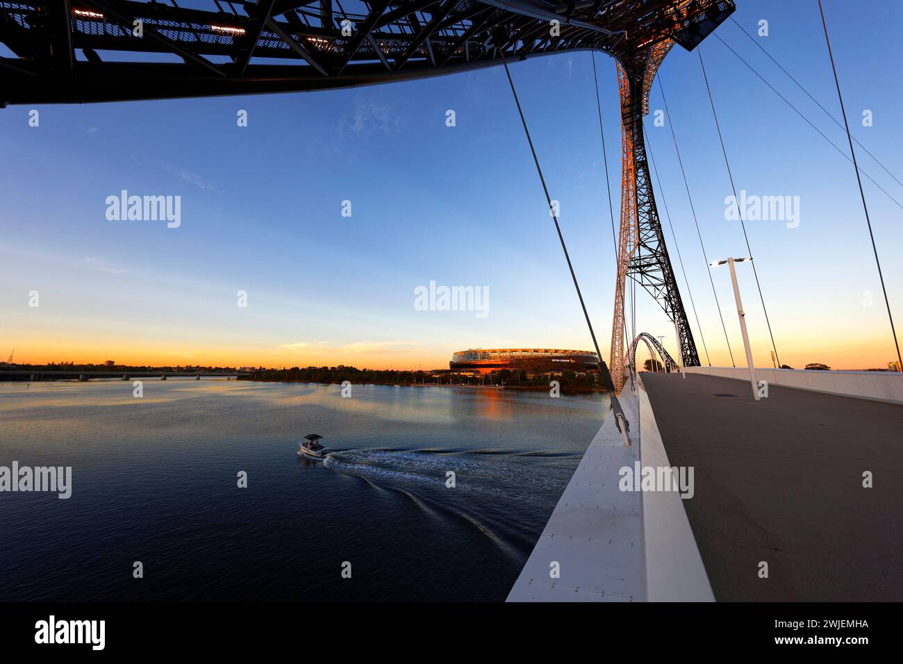 Optus Stadium and Swan River from Matagarup Bridge, Burswood, Perth ...