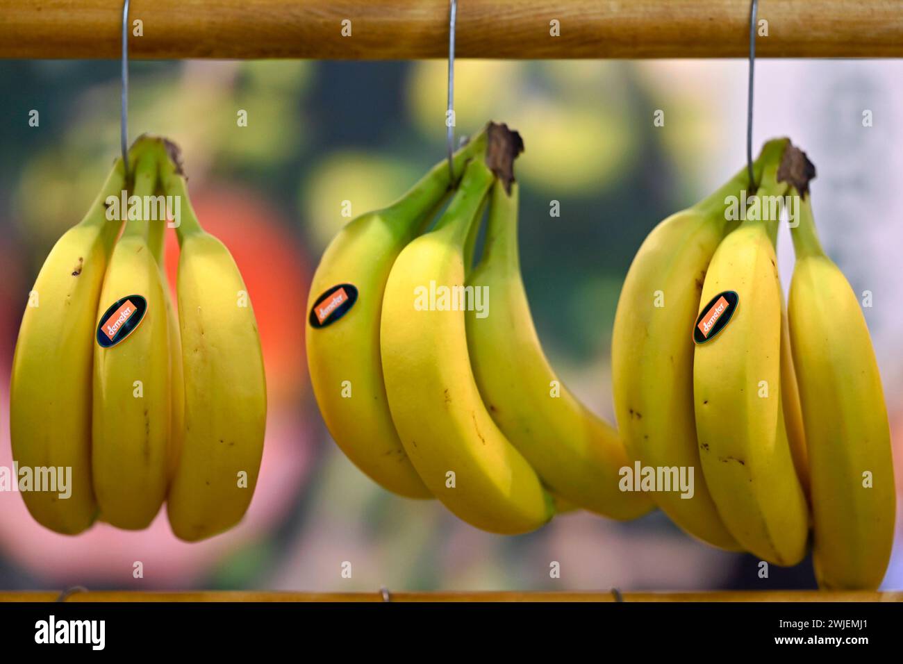 Bananen an einem Stand auf der weltgrößten Naturkostmesse Biofach. Die ...