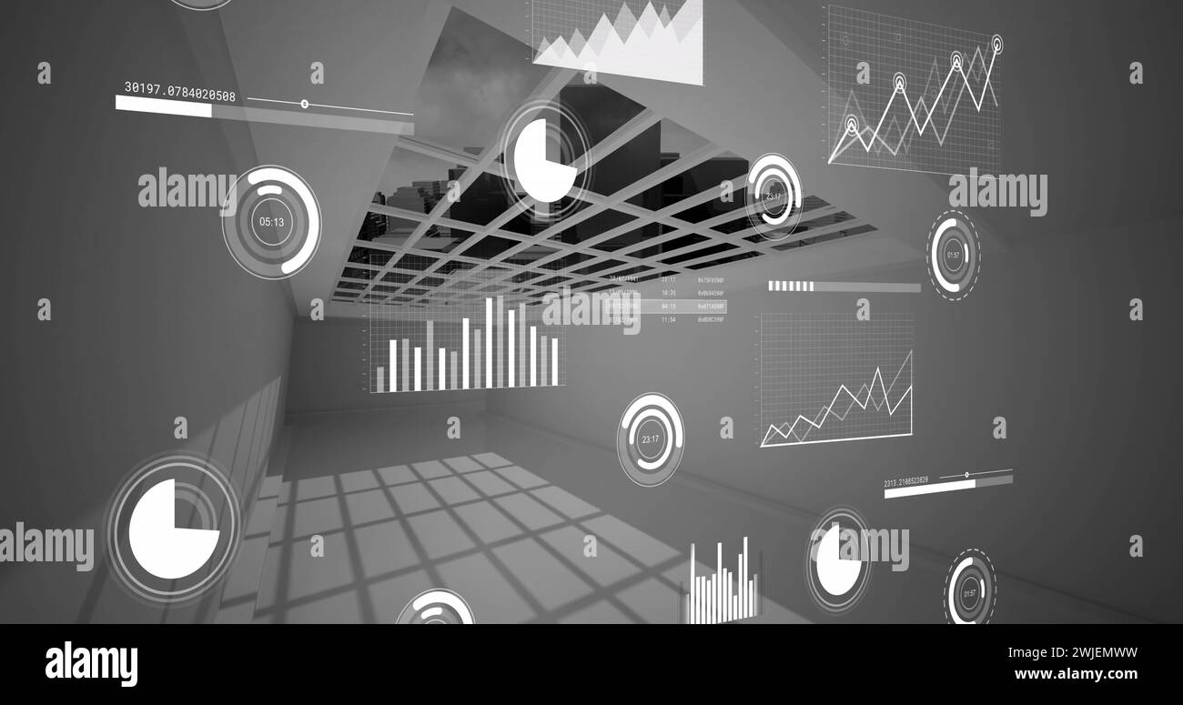 Image of data processing with scope scanning over room Stock Photo - Alamy