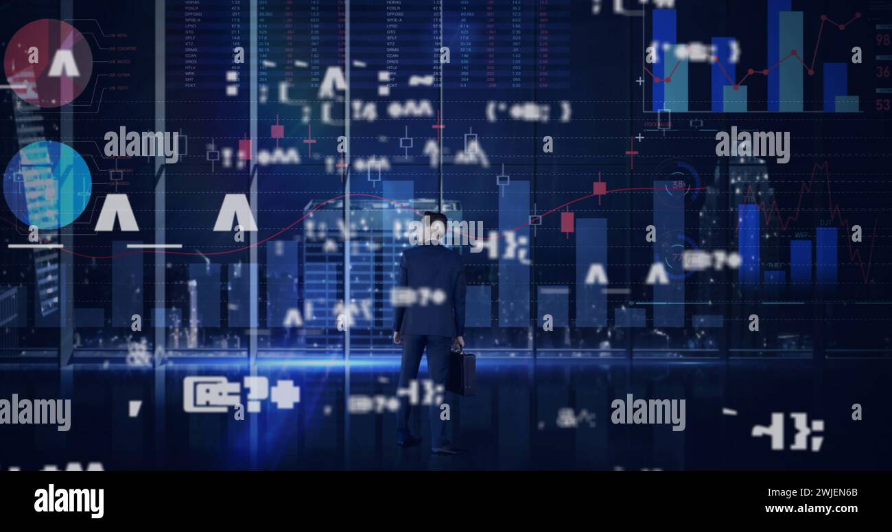 Image of digital interface with icons and data processing Stock Photo ...