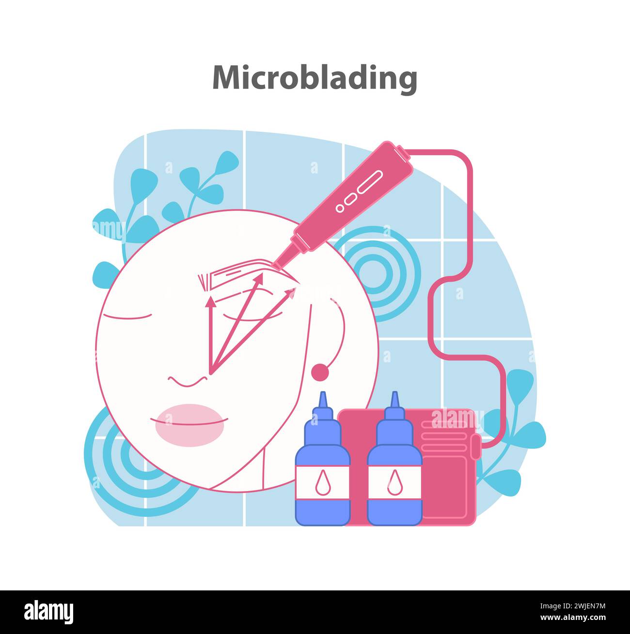 Microblading procedure illustration, showcasing precise eyebrow ...