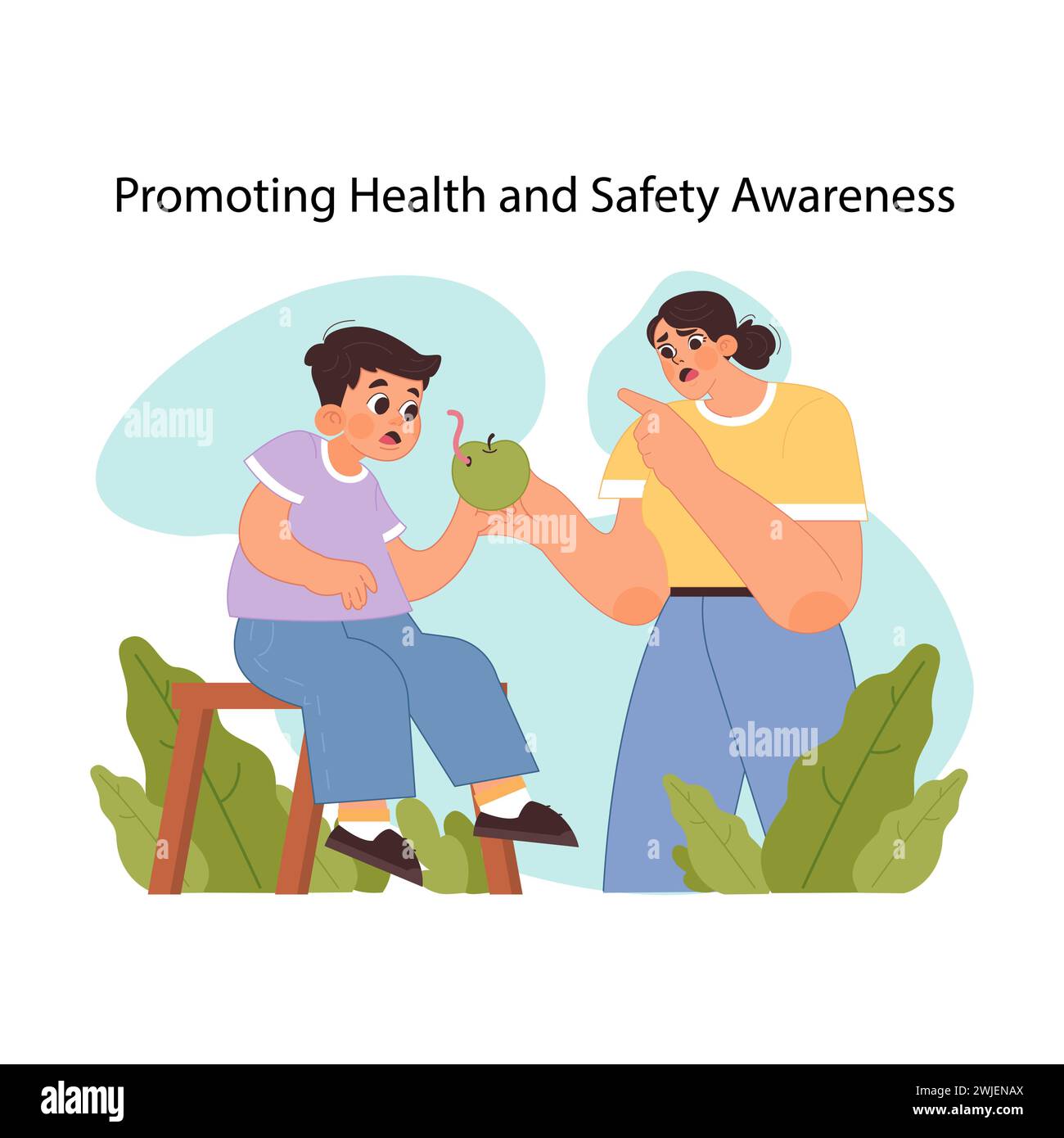 Child health concept. Child learning about food safety from guardian ...