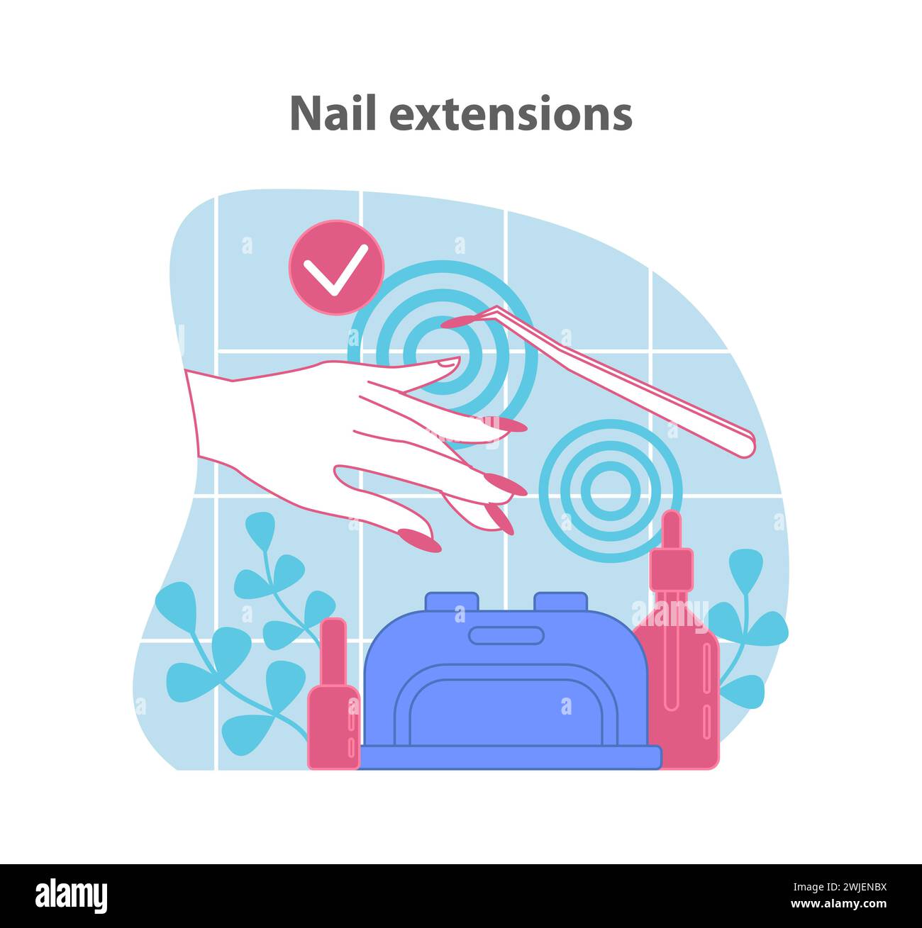 Nail extensions service. A precise application of artificial nails ...