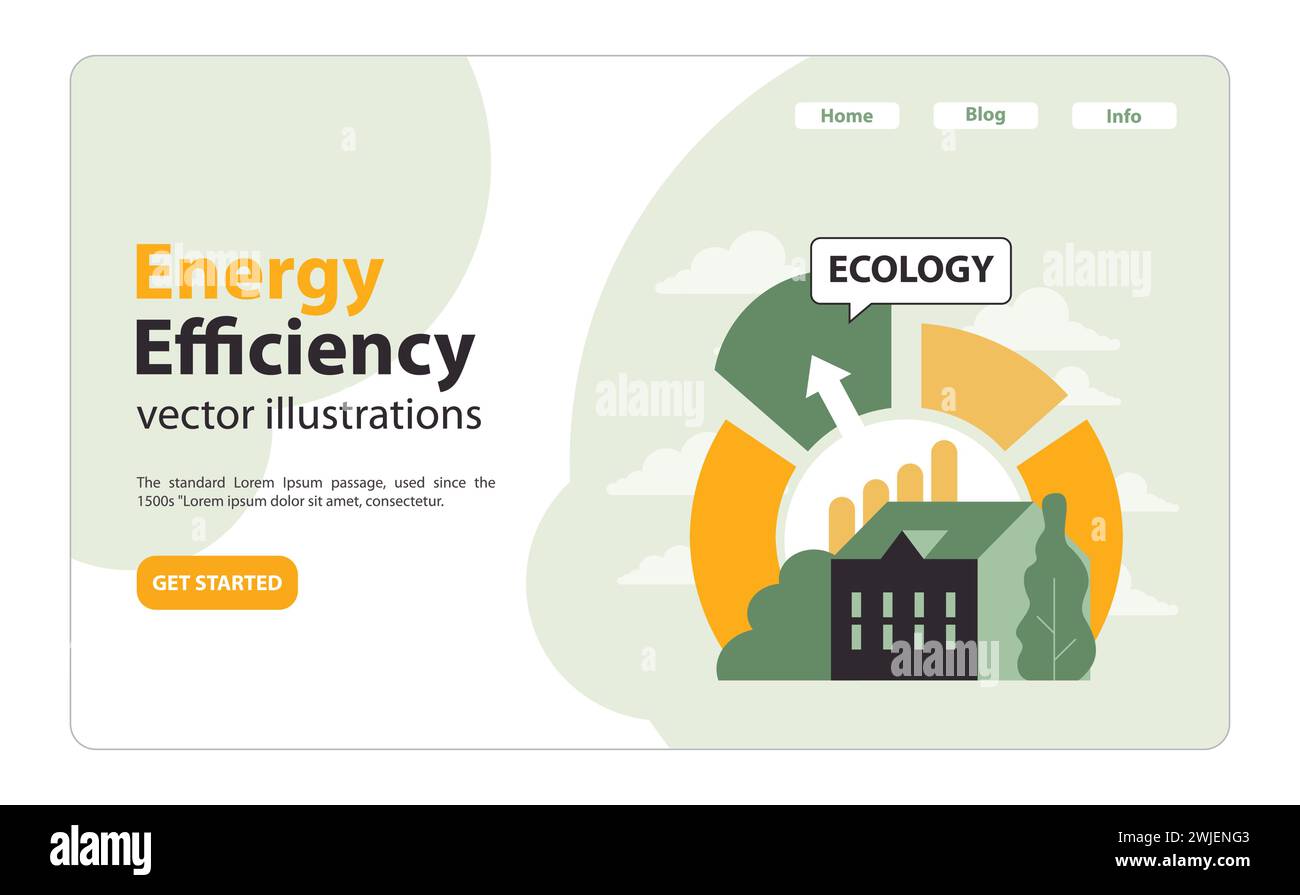 Factory within energy-efficient chart portrays sustainability. Arrow ...