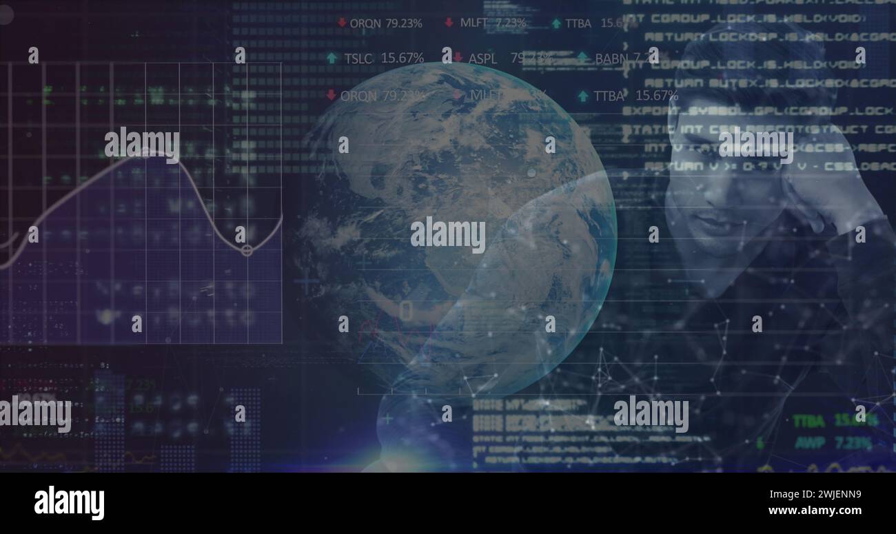 Image of digital interface with icons and data processing Stock Photo ...